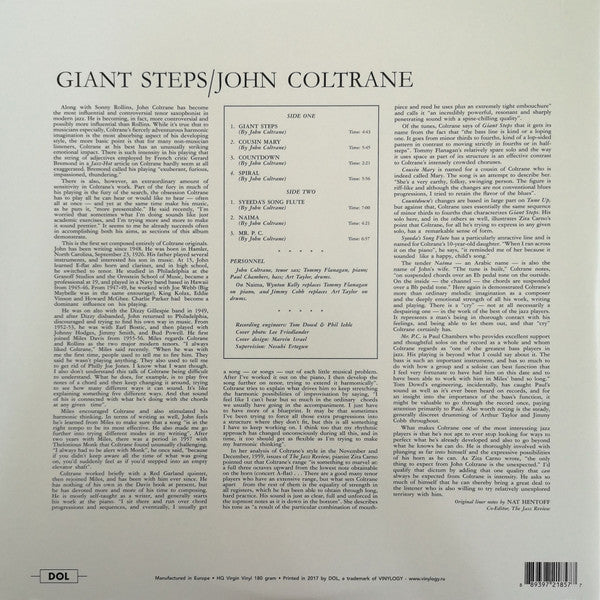 Buy John Coltrane : Giant Steps (LP, Album, RE, 180) Online for a great ...